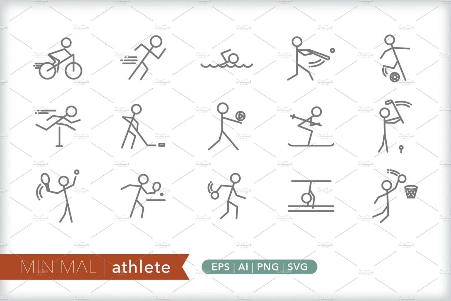 Minimal athlete icons – MasterBundles