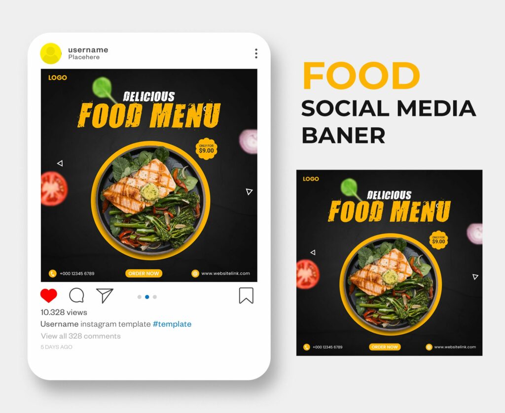 Food Menu Instagram Post Template – MasterBundles