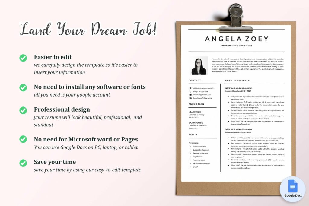 Google Docs Resume Template 02 – MasterBundles