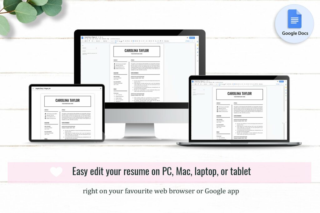 Google Docs Resume Template 01 – MasterBundles