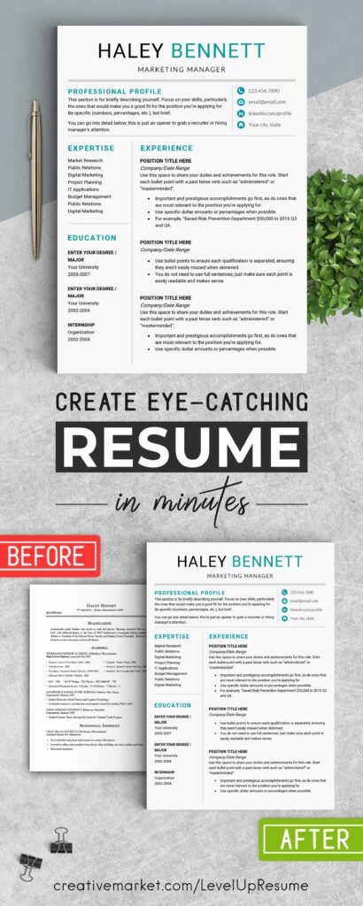 Editable RESUME Template / MS Word – MasterBundles