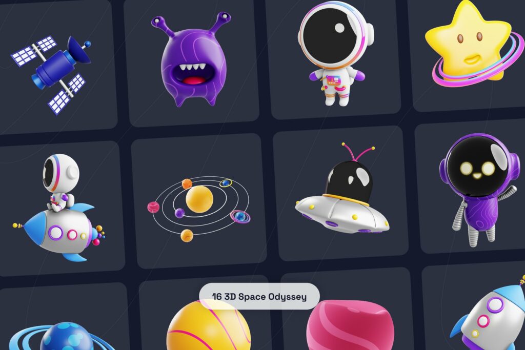 Space Odyssey 3D Icon Pack – MasterBundles
