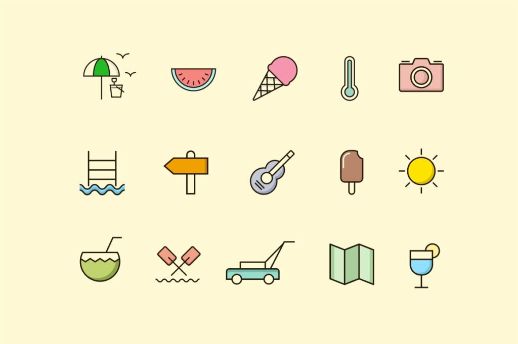 15 Summer Icons – MasterBundles