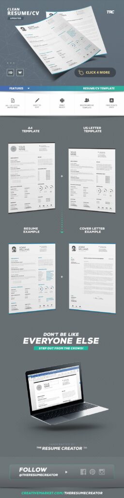 Clean SMM Resume/Cv Template Volume 7 – MasterBundles