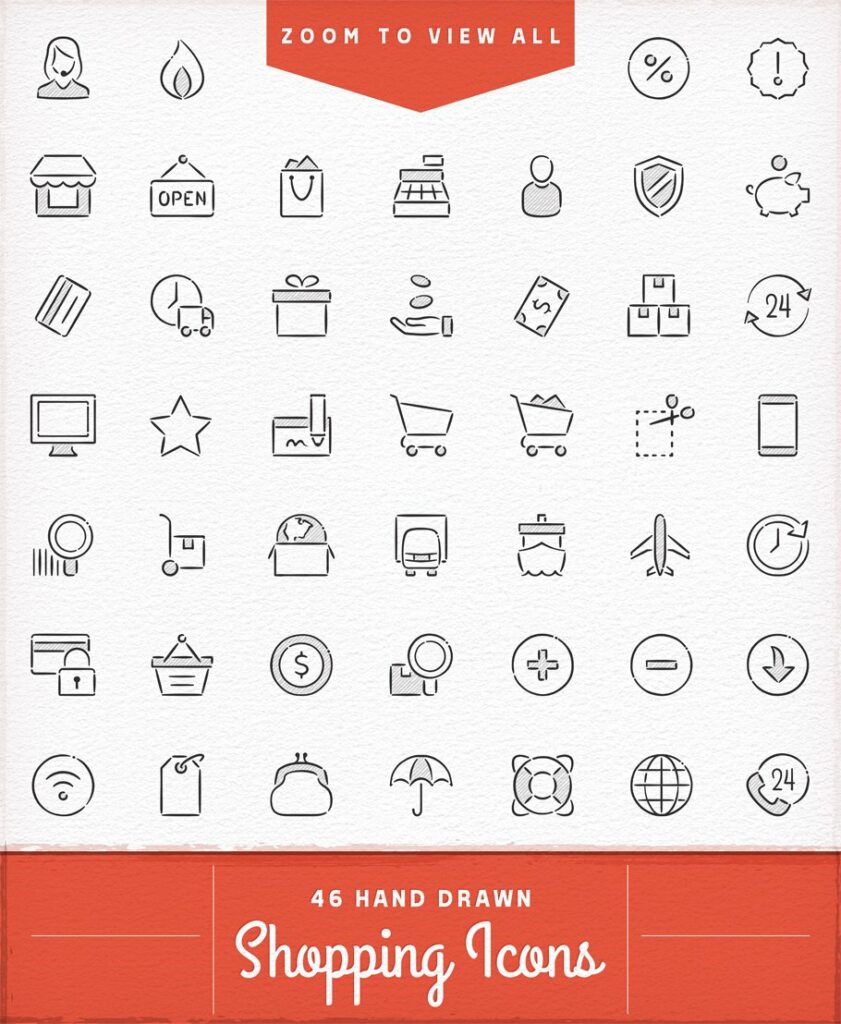 Hand Drawn Shopping Icons – MasterBundles