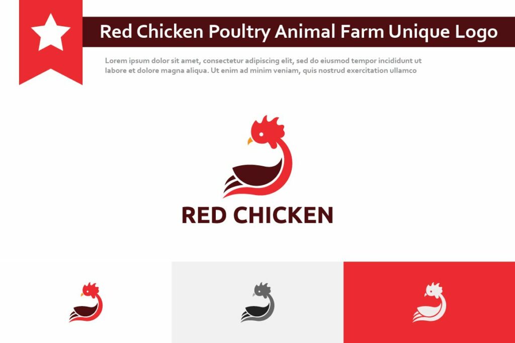 Red Chicken Poultry Animal Farm Logo – MasterBundles