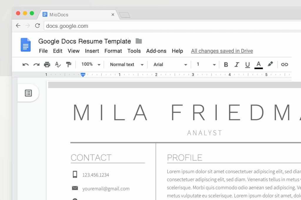 Google Docs Resume Template – MasterBundles