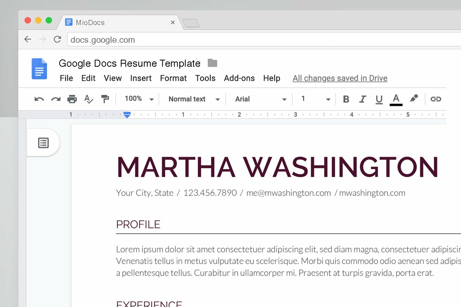 Google Docs Resume Template – MasterBundles