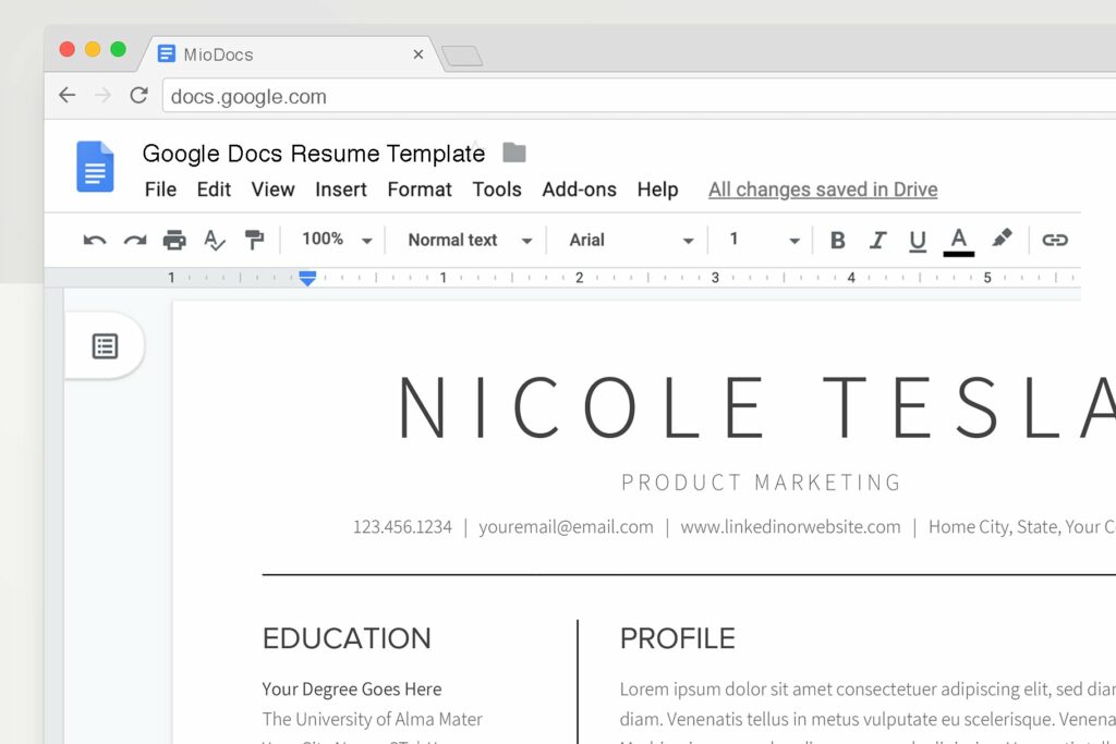 Google Docs Resume Template – MasterBundles