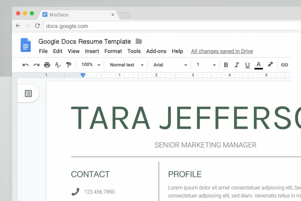 Google Docs Resume Template – MasterBundles