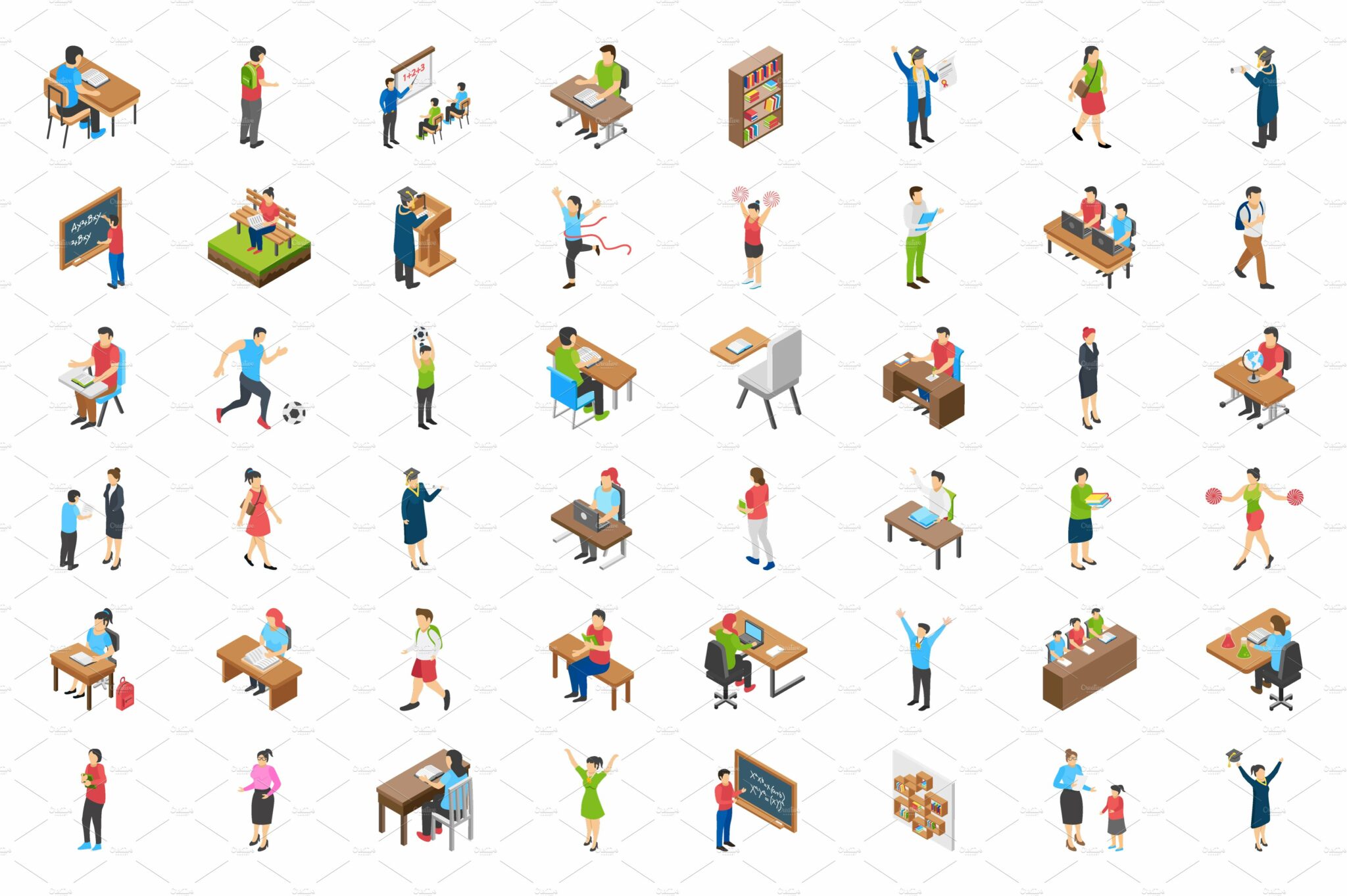 100 Education Isometric Icons – MasterBundles