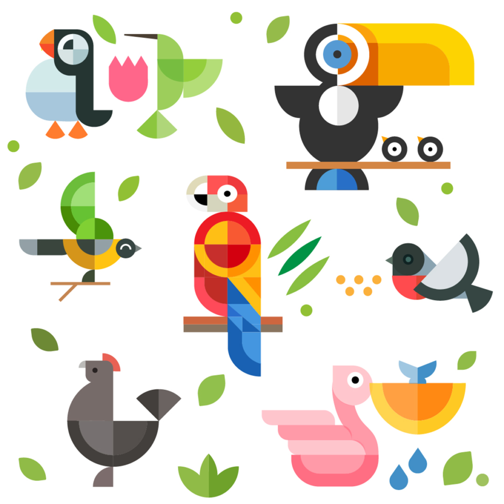 bird with shape illustrations - MasterBundles