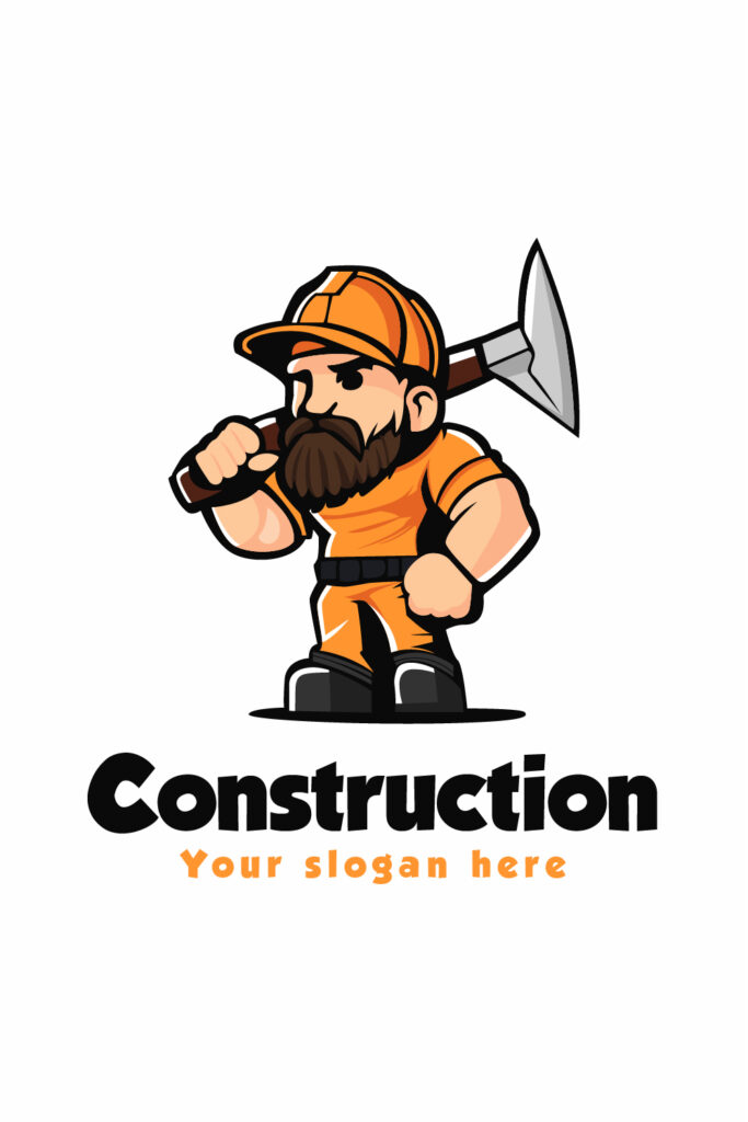 Construction man Mascot logo Template. - MasterBundles