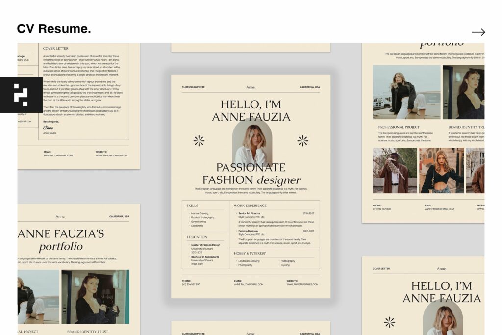 CV Resume Template - Vintage Style – MasterBundles