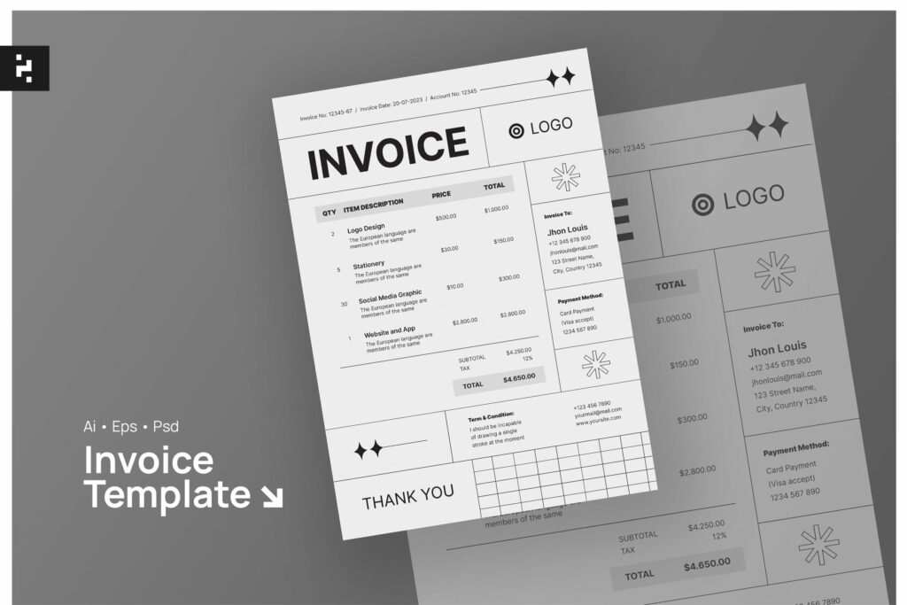 Creative Minimal Invoice Template – MasterBundles
