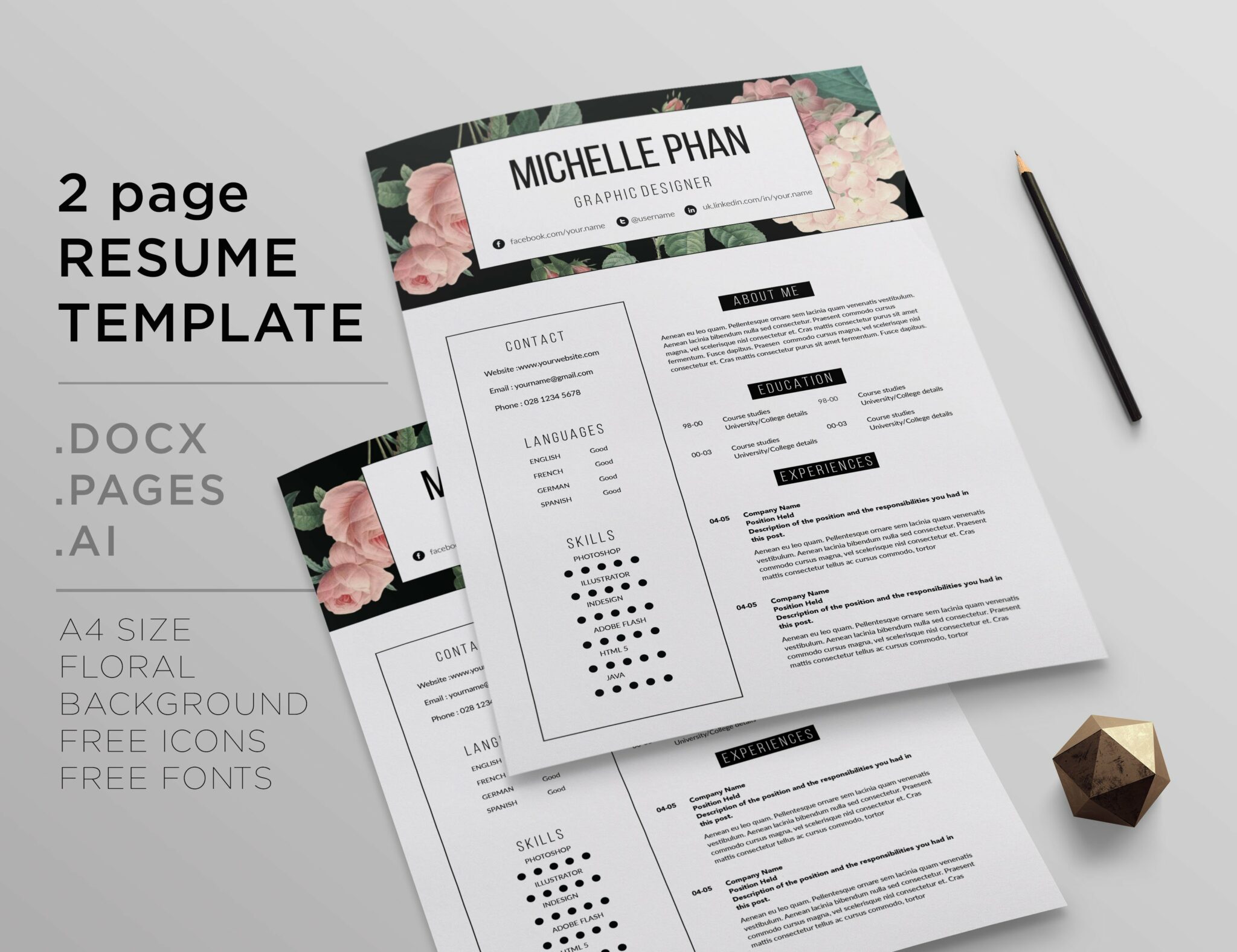 2 page resume template – MasterBundles