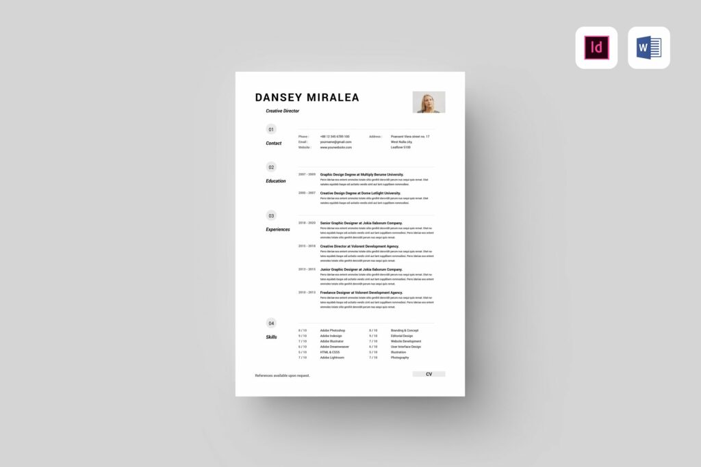 IT Resume CV | MS Word & Indesign – MasterBundles