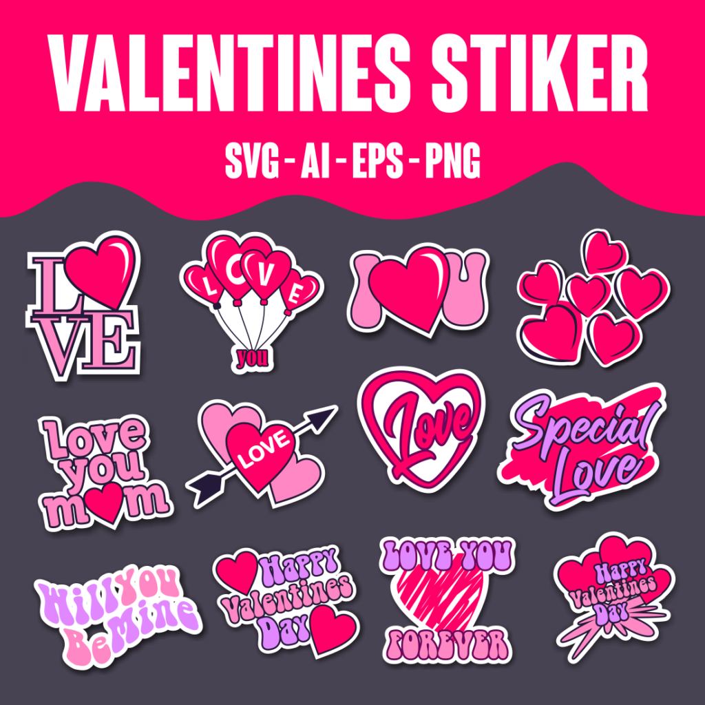 Valentines Sticker svg files - MasterBundles