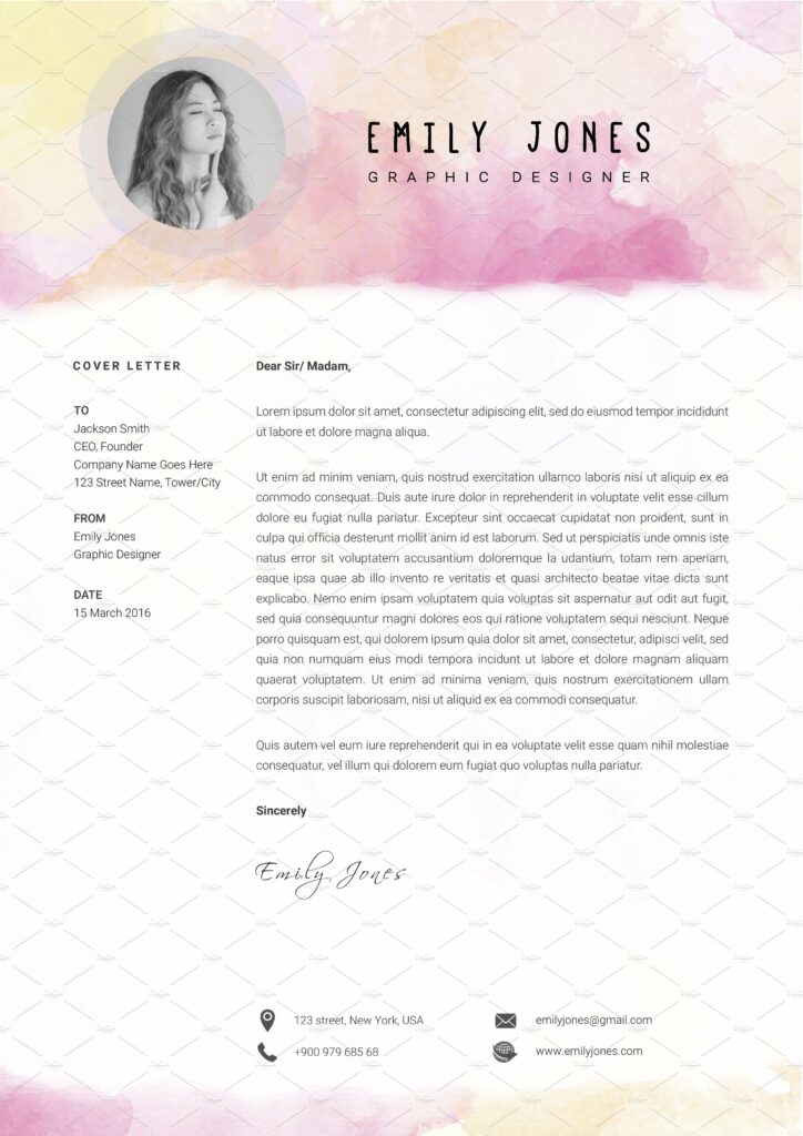 Water Color CV-Resume Template *C – MasterBundles