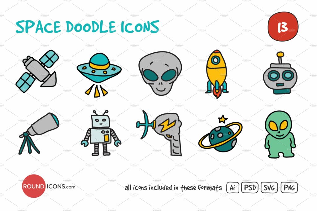 Space Doodle Icons Set – MasterBundles