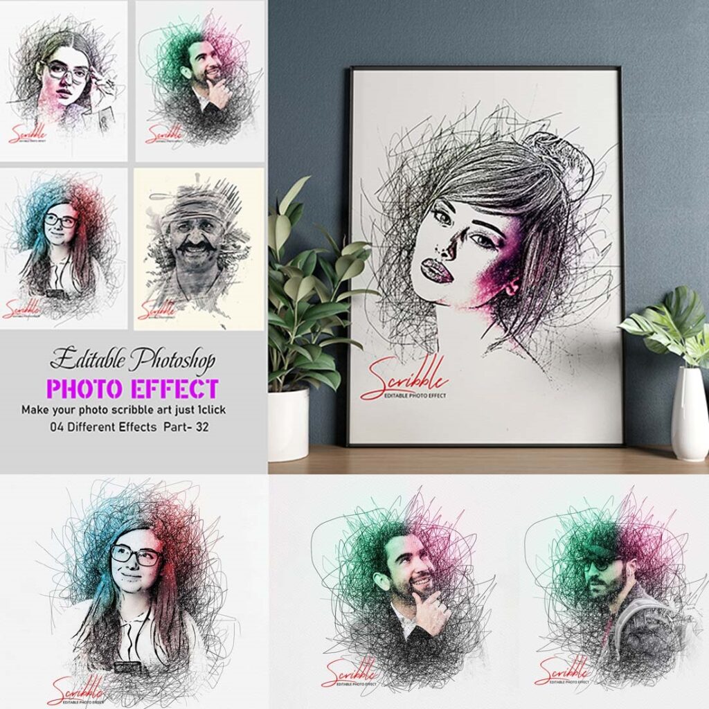 Photo Effect Scribble Art - MasterBundles