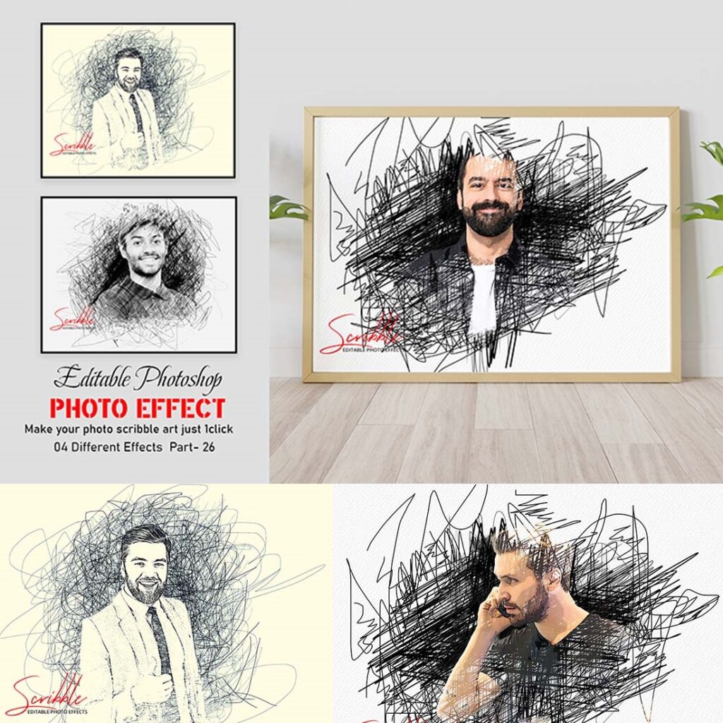 Photo Effect Scribble Art - MasterBundles