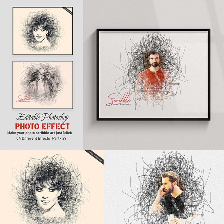 Scribble Photo Effect Art - MasterBundles
