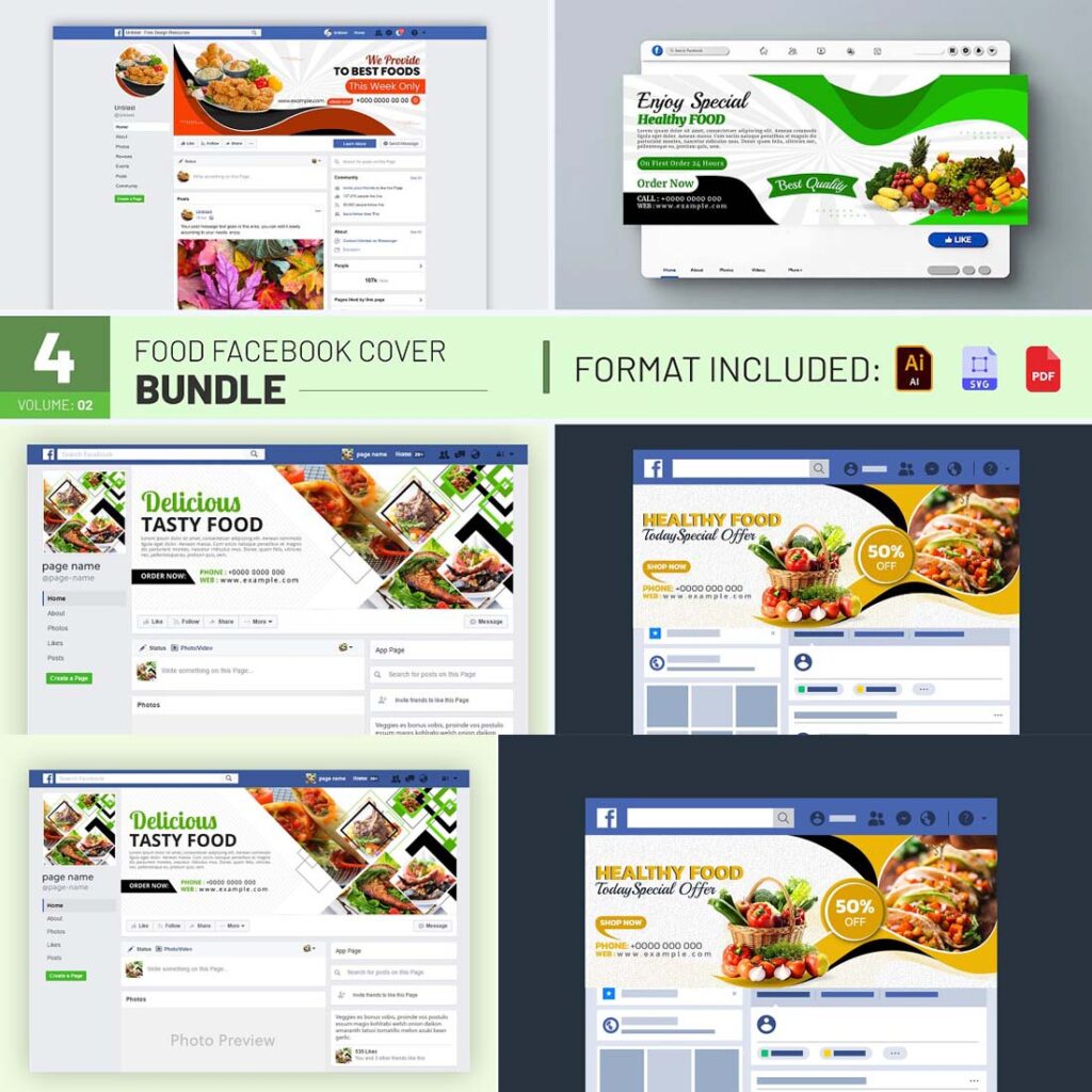 Food Facebook Cover Bundle - MasterBundles