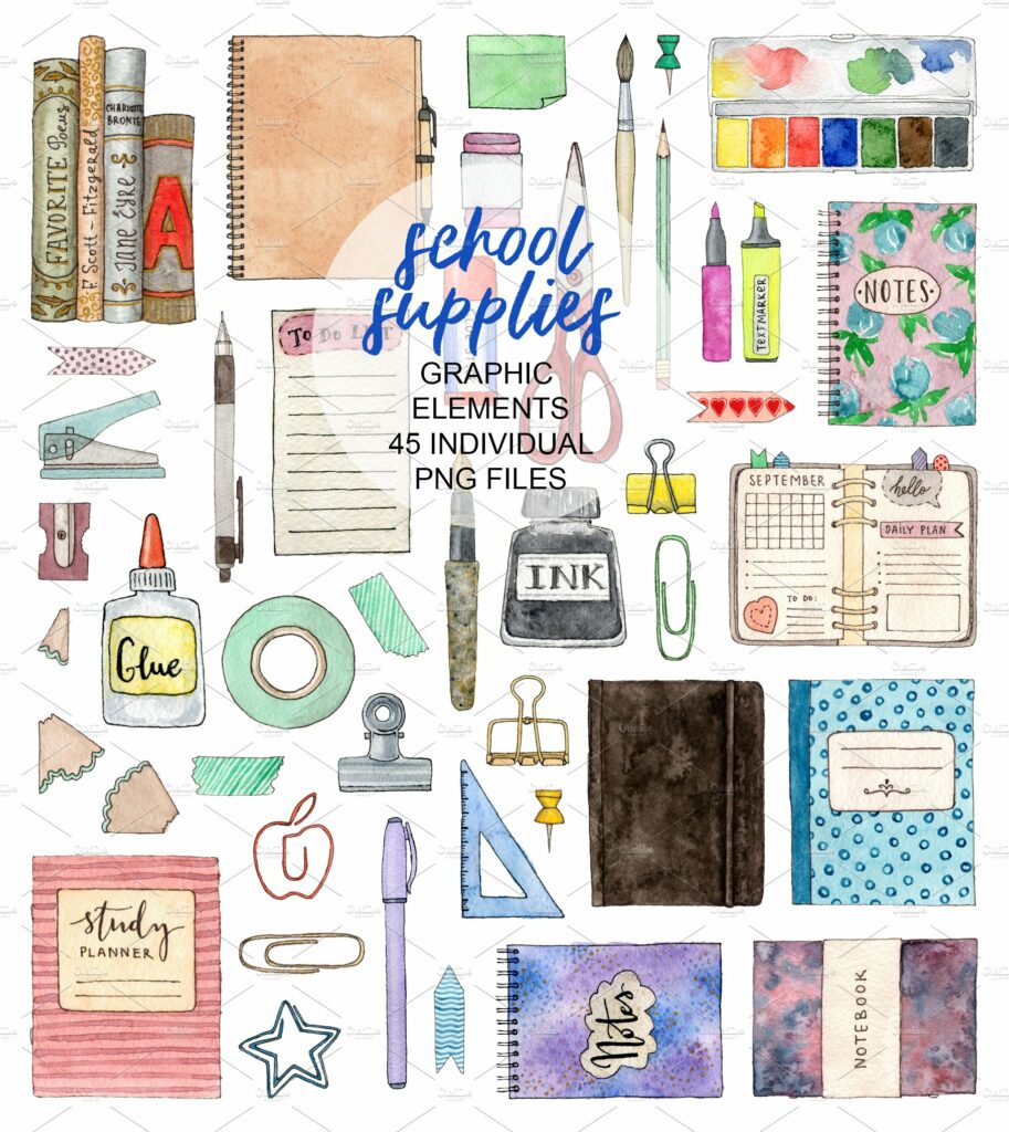Back to school watercolor clipart – MasterBundles