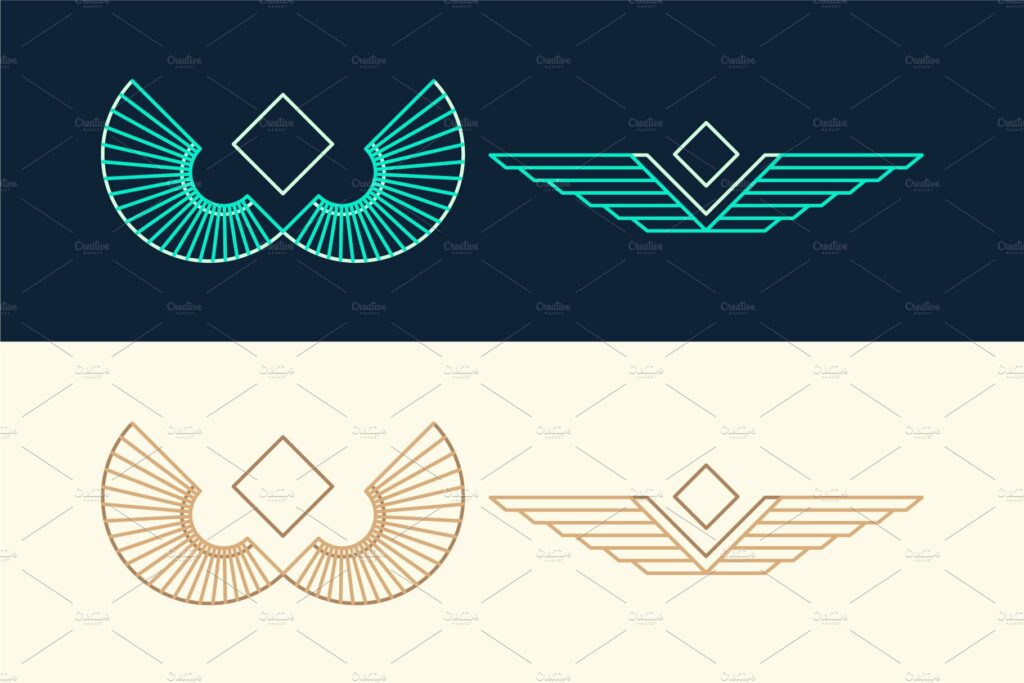 Set of linear style wings logos – MasterBundles