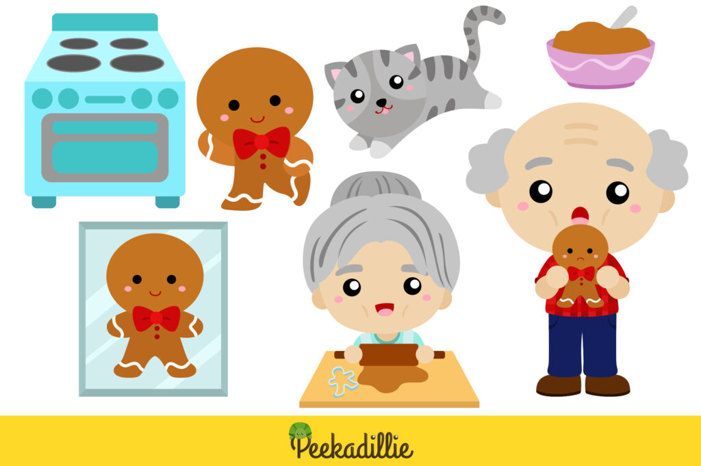 Cute Gingerbread Cookies with Man and Animals Illustration Vector ...