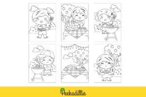 Kids Making Outdoor Barbeque BBQ Food Party Activity Coloring Set ...