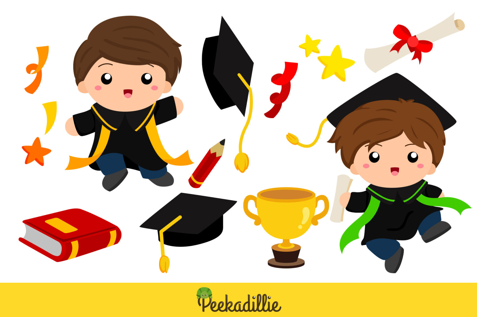 Happy Student Kids Celebration Graduation School Illustration Vector ...
