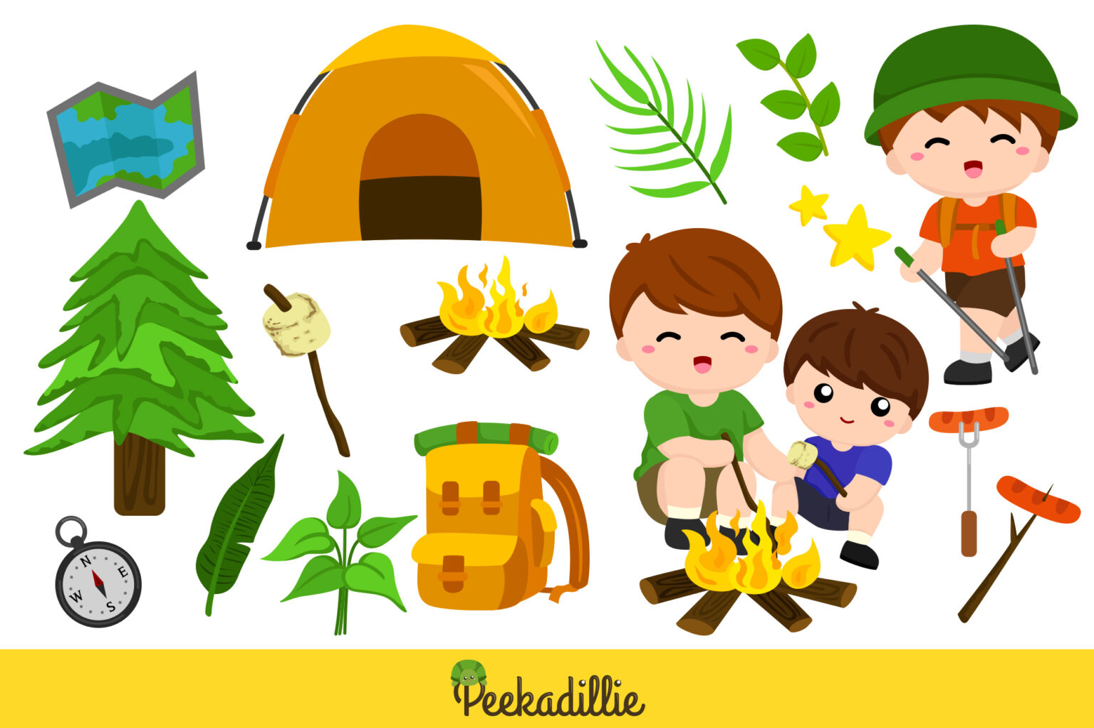 Happy Kids Doing Nature Fun Outdoor Camping Activity on Holiday ...