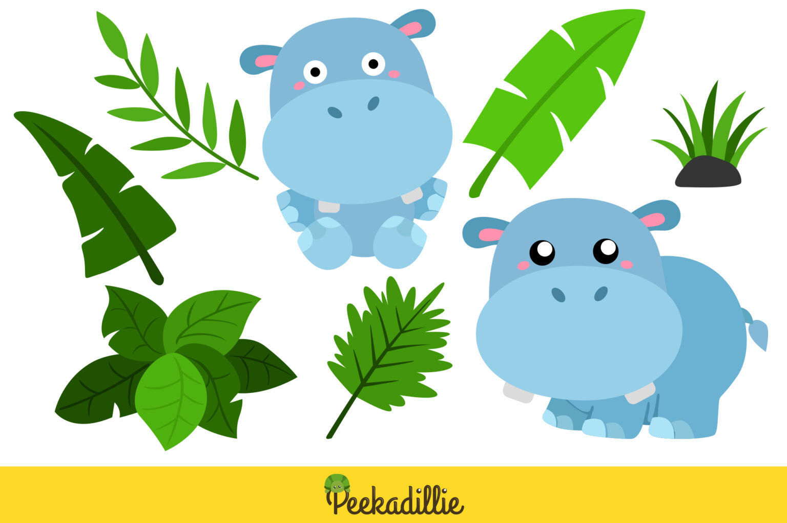 Hippopotamus Animal Vector Clipart Illustrations - MasterBundles