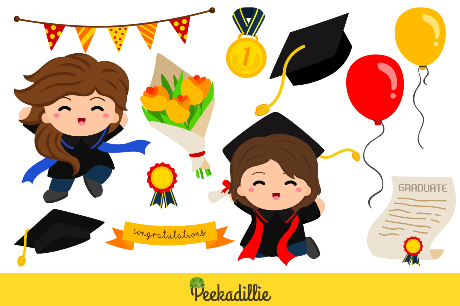 Happy Student Kids Celebration Graduation School Illustration Vector ...