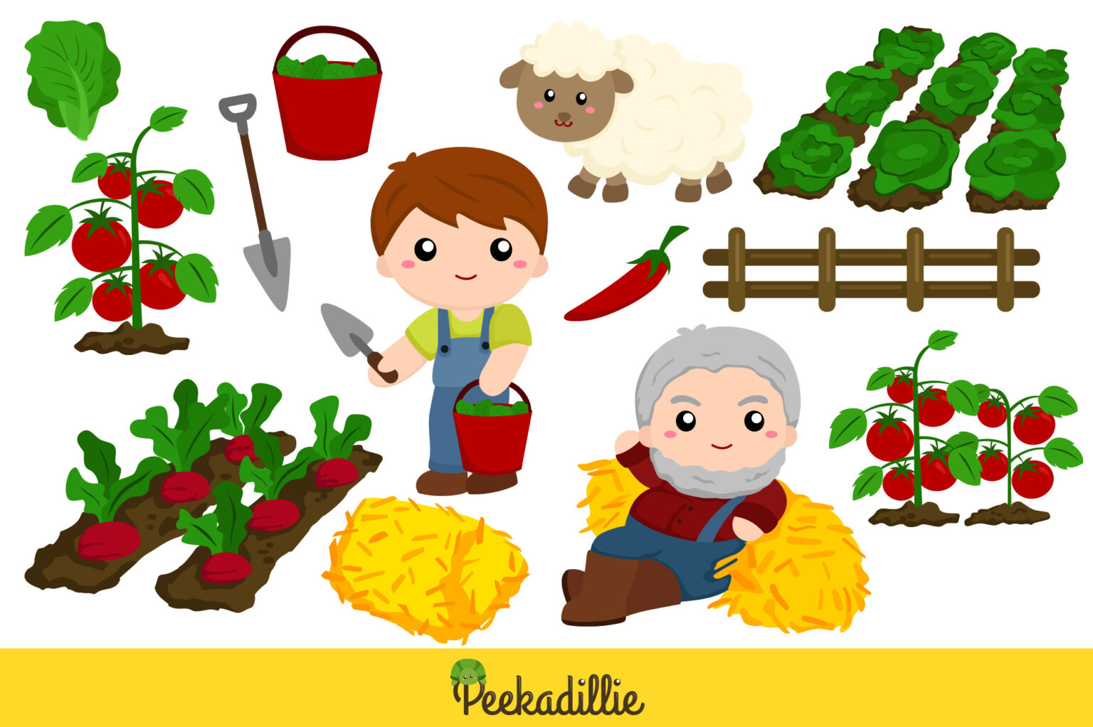 Kids and Farmer Family Farm Life Illustration Vector Clipart Cartoon ...