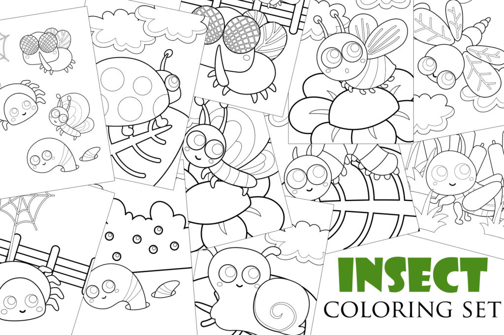 Cute Insects Animals Garden Coloring Pages for Kids and Adult ...