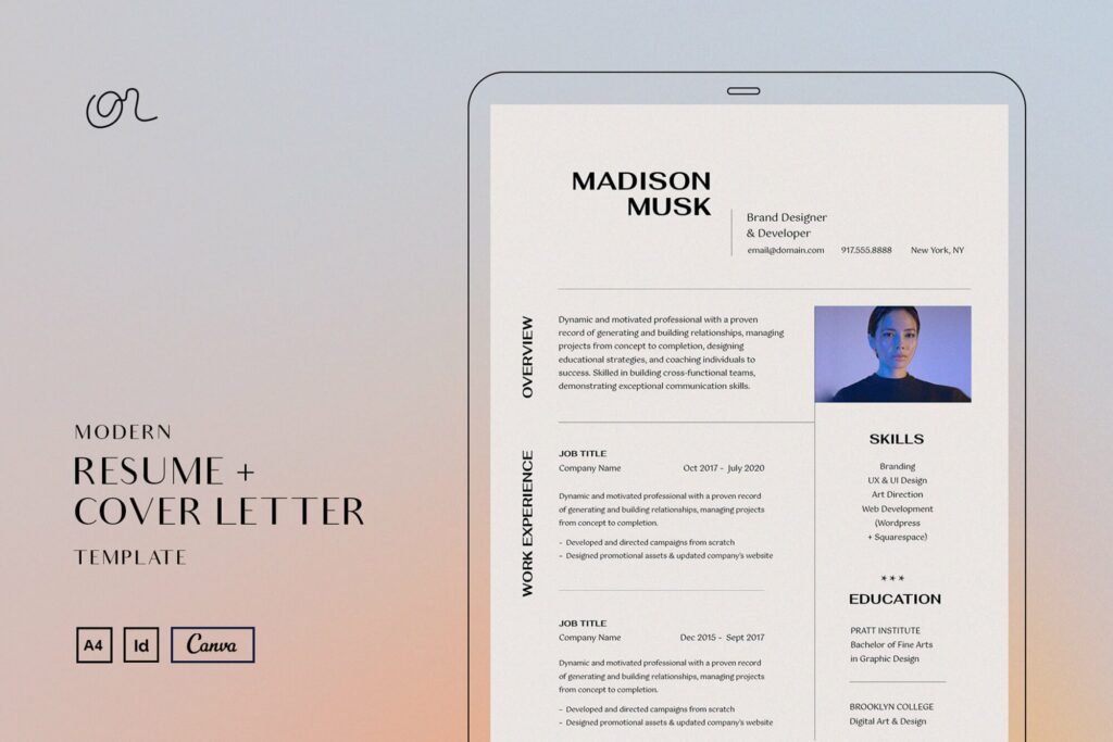 Resume/Cover Letter Template CANVA – MasterBundles