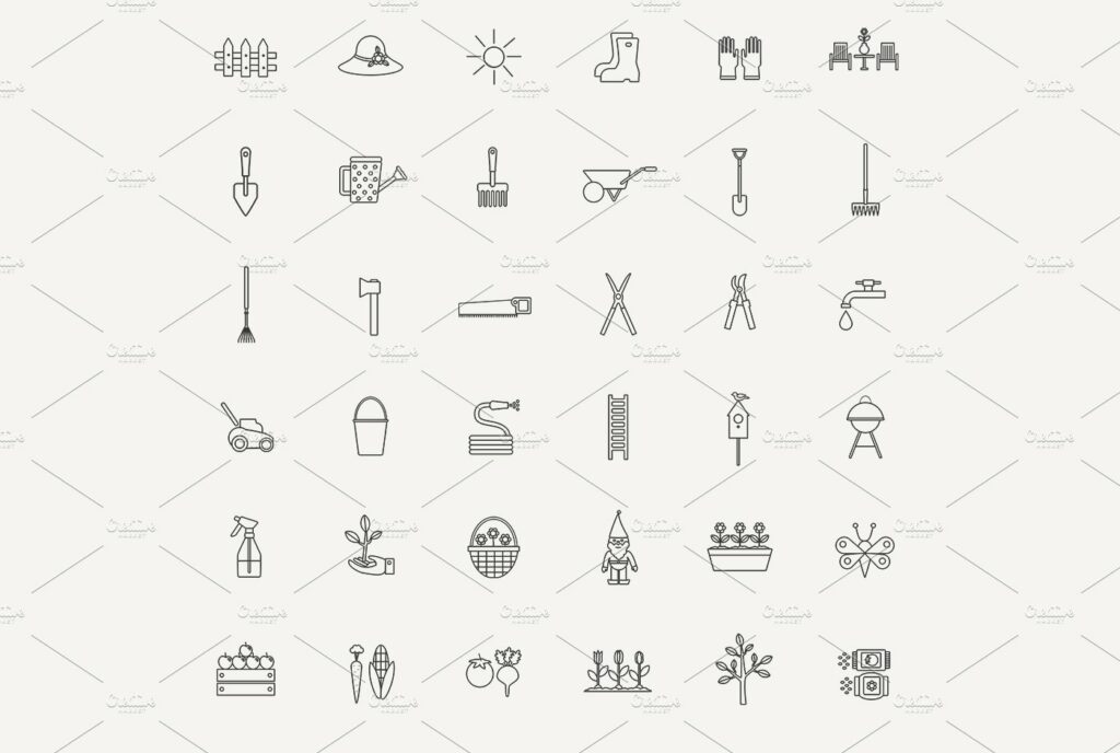 36 Garden line icons set – MasterBundles