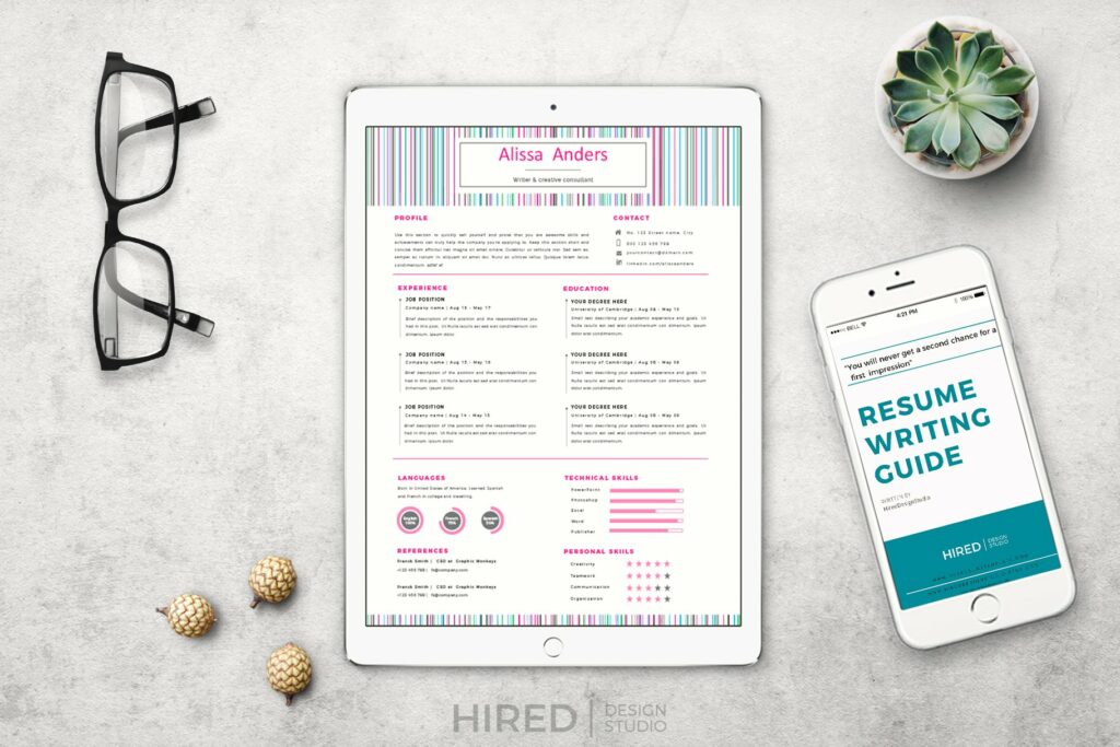 1 Page Resume Template, CV for Word – MasterBundles