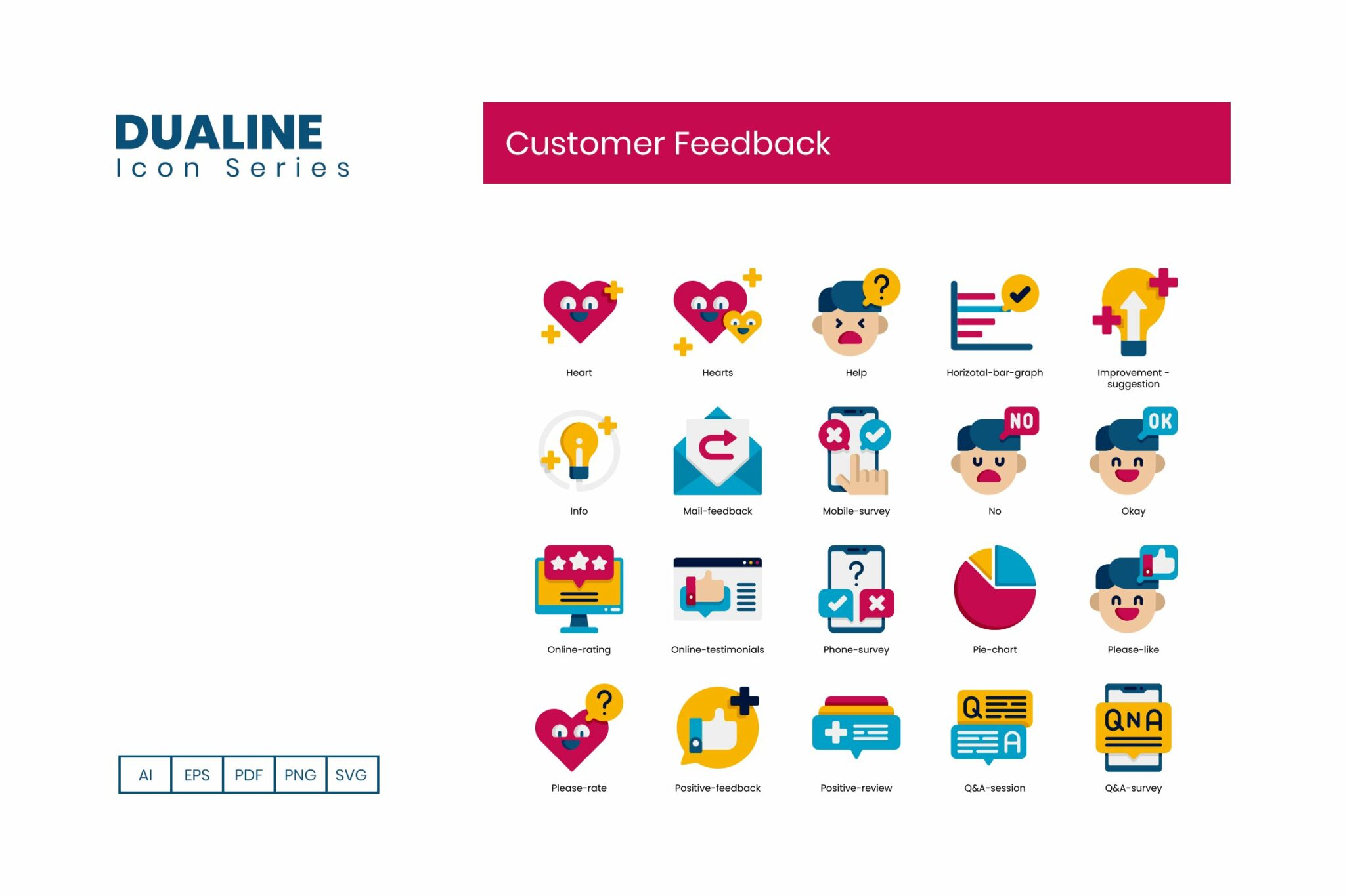 50 Customer Feedback Icons - Dualine – MasterBundles
