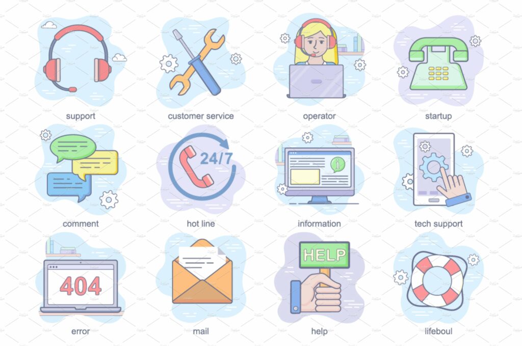 Customer support flat icons set – MasterBundles
