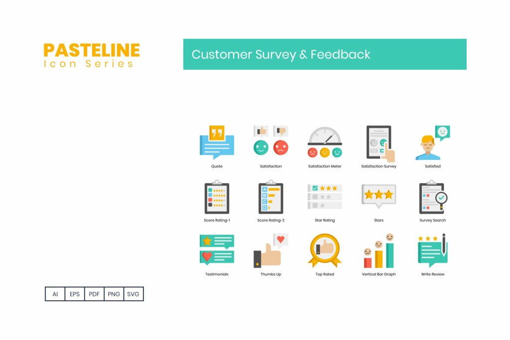 50 Customer Survey & Feedback Icons – MasterBundles