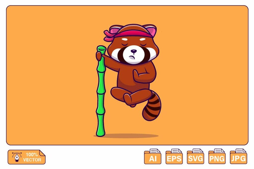 Cute Red Panda Kungfu Meditation – MasterBundles