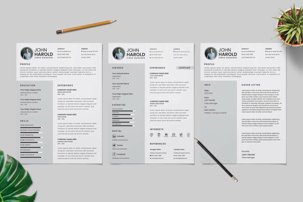 Modern CV Resume Template Design – MasterBundles