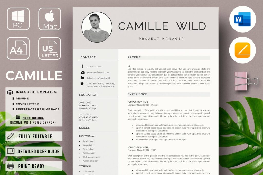 Professional CV for Project Manager – MasterBundles