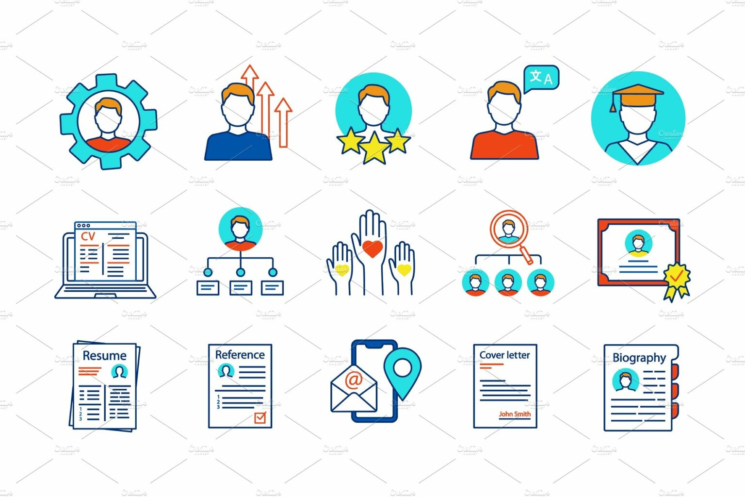 Resume color icons set – MasterBundles