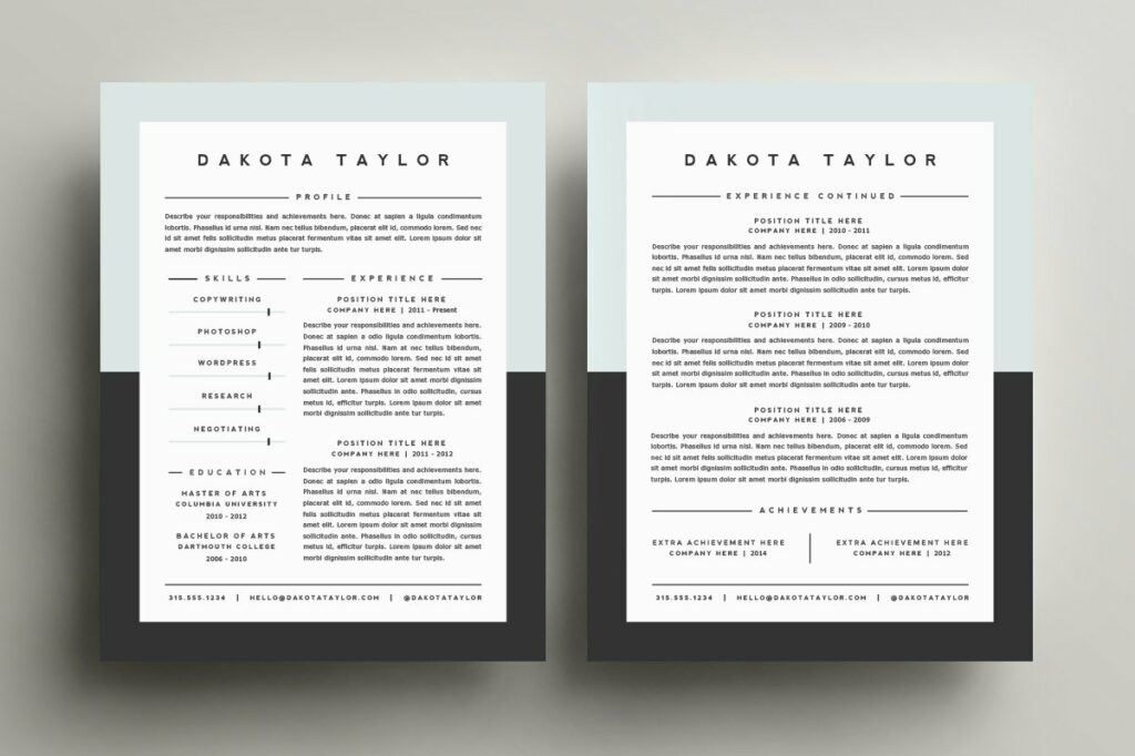 Resume Template 4 Pack | CV Template – MasterBundles