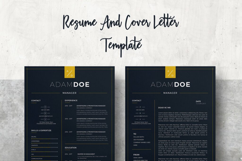 Resume Template & Business Card – MasterBundles